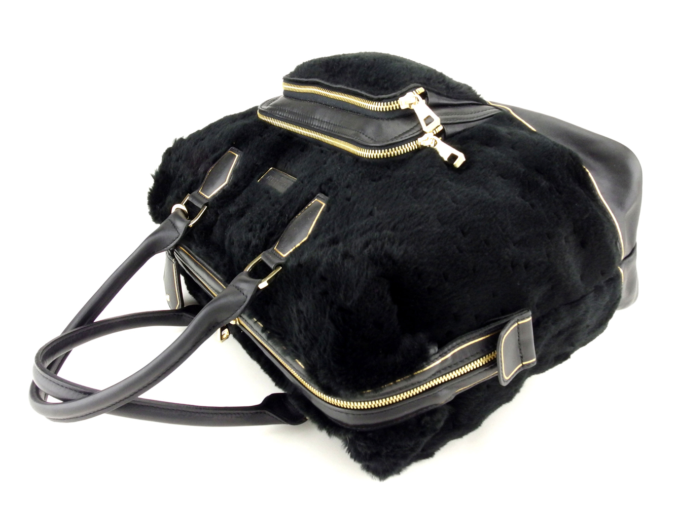 Longchamp tote bag fur duo Black Gold Ladies Auth T9612 | eBay